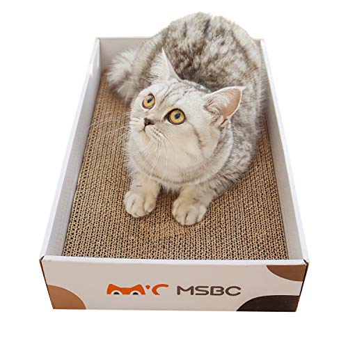 MSBC Cat Scratcher Carboard Refill Box with 3 Pieces 17"x10" Board, Kitty Cat Scratching Pad Recycle Corrugate Scratcher Cat Scratch Lounge Long Lasting Reversable