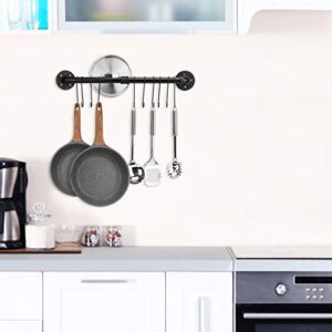 Toplife 23.7 inch Pot Rack, Kitchen Wall Mounted Detachable Pan Lid Utensils Organizer Hanging Rail with 10 Hooks, Black