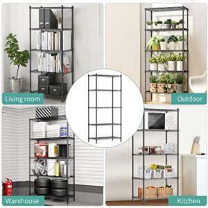 ALVOROG 5-Shelf Shelving Storage Unit Heavy Duty Metal Organizer Wire Rack with Leveling Feet and Hooks Adjustable Shelves for Bathroom Kitchen Garage (23.2Lx13.4Wx59.1H)