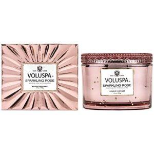 voluspa sparkling rose candle | corta maison boxed glass | 11 ounces | 45 hour burn time | vegan | proprietary coconut wax and all natural wicks for a cleaner burn