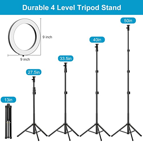 Selfie Ring Light with Tripod Stand and Phone Holder LED Circle Lights Halo Lighting for Make Up Live Steaming Photo Photography Vlogging Video (54 Tall)