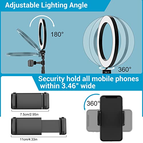 Selfie Ring Light with Tripod Stand and Phone Holder LED Circle Lights Halo Lighting for Make Up Live Steaming Photo Photography Vlogging Video (54 Tall)