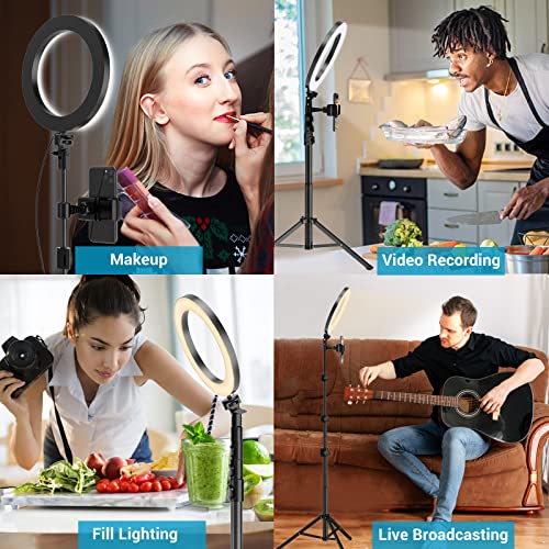 Selfie Ring Light with Tripod Stand and Phone Holder LED Circle Lights Halo Lighting for Make Up Live Steaming Photo Photography Vlogging Video (54 Tall)