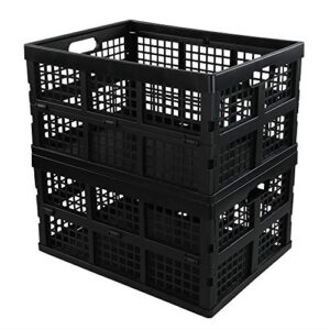 saedy black stacking milk crates, 34-quart collapsible container bins, 2 packs