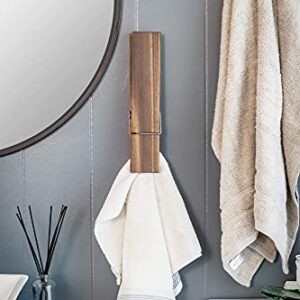 Giant Clothespin Bathroom Towel Holder | Huge 12” Clothes pin | Farmhouse bathroom décor | Laundry room or nursery décor | Towel Rack or Hook | Bathroom Accessories wall décor (Jacobean)