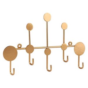 dedoot coat hooks wall mounted, metal coat rack 5-hook gold heavy duty entryway hook for clothes hat key towel and bag