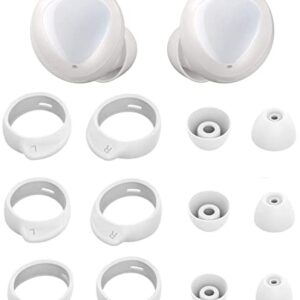 ALXCD Replacement Eartips Earhooks Kit for Galaxy Buds Headphone, S/M/L Size Included Silicone Earbud Tips & Hooks, Fit for Galaxy Buds SM-R170 Headphone 6+6 White