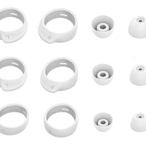 ALXCD Replacement Eartips Earhooks Kit for Galaxy Buds Headphone, S/M/L Size Included Silicone Earbud Tips & Hooks, Fit for Galaxy Buds SM-R170 Headphone 6+6 White