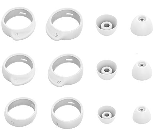 ALXCD Replacement Eartips Earhooks Kit for Galaxy Buds Headphone, S/M/L Size Included Silicone Earbud Tips & Hooks, Fit for Galaxy Buds SM-R170 Headphone 6+6 White