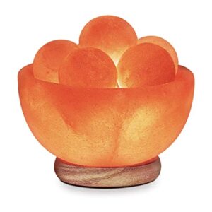 himalayan glow salt massage stone lamp with neem wooden base, dimmer switch, ul certified salt lamp | 7-8 lbs