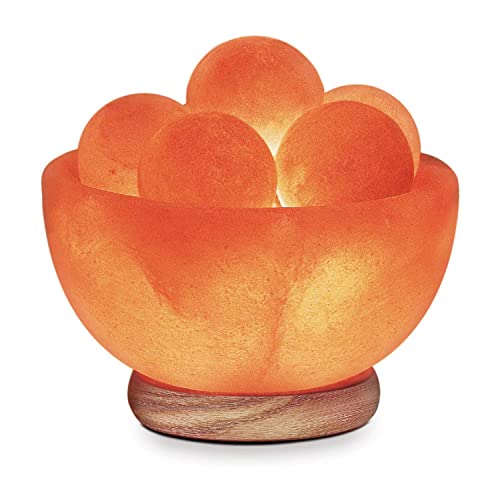 Himalayan Glow Salt Massage Stone Lamp with Neem Wooden Base, Dimmer Switch, UL Certified Salt Lamp | 7-8 LBS