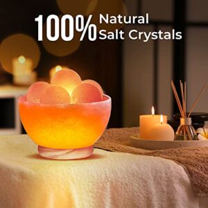 Himalayan Glow Salt Massage Stone Lamp with Neem Wooden Base, Dimmer Switch, UL Certified Salt Lamp | 7-8 LBS