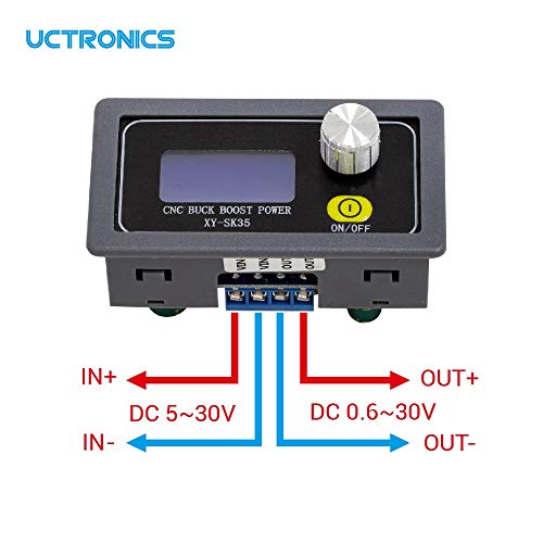 UCTRONICS DC 9V 12V 24V 4A Variable Power Supply 5-30V to 0.6-30V Adjustable Buck Boost Converter, Portable Bench Constant Voltage Current Stabilized Regulator Module