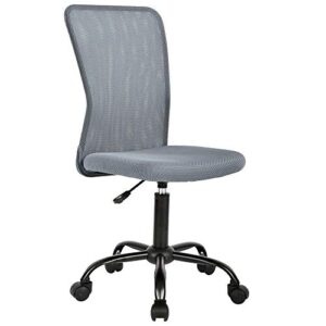 simple office chair, mesh office chair armless home office desk chair adjustable computer chair task rolling swivel chair for working,meeting,reception place, grey