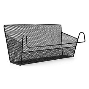 btsky bedside storage basket, dorm room bed storage basket metal mesh desktop corner shelves hanging organizer rack shelf bedside for book phones drinks tissues office home with hook black