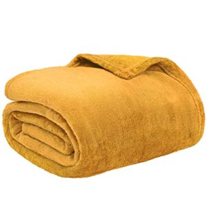 PAVILIA Fleece Blanket Throw | Super Soft, Plush, Luxury Flannel Throw | Lightweight Microfiber Blanket for Sofa Couch Bed (Mustard Yellow, 50x60 inches)