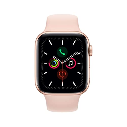 Apple Watch Series 5 (GPS, 40MM) - Gold Aluminum Case with Pink Sand Sport Band (Renewed)