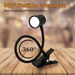 Clip on Light Reading Light, 3 Color Modes LED Desk Lamp, 10-Level Brightness Clamp Light, High≥90+CRI Eye Protect Clip on Reading Lamp, 360° Flexible Gooseneck Book Light for Desk Bedside Headboard