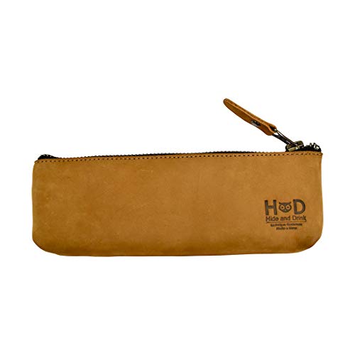 Hide & Drink, Durable Leather Pencil Pouch, Pen Case, Work Accessories, Student & Professionals Essentials, Handmade Includes 101 Year Warranty :: Old Tobacco