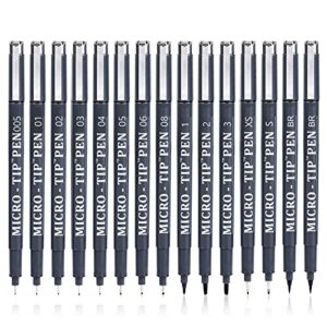 Tebik Hand Lettering Pens, 15 Pack Calligraphy Brush Pen Markers Black Ink for Beginners Writing, Lettering, Journaling, Art Drawing, Signature, Illustrations and Office School Supplies