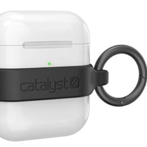 Minimalist case for AirPods 1 & 2 by Catalyst - Extra Grippy High Gloss Surface Finish, Ultra Light Weight, Slim Design, Compatible with Wireless Charging - Black