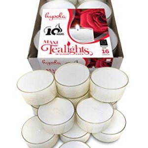 Hyoola Tea Light Candles - 16 Pack - White Jumbo Unscented Tealight Candles - Long Burning - 10 Hours