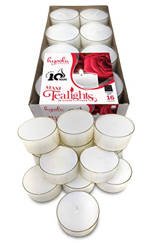 Hyoola Tea Light Candles - 16 Pack - White Jumbo Unscented Tealight Candles - Long Burning - 10 Hours