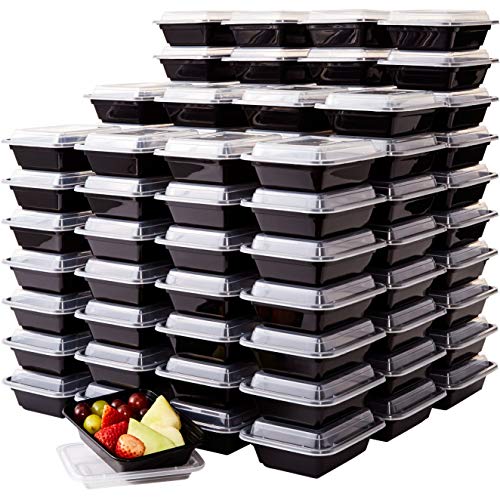 Pro Grade, BPA Free Plastic Containers with Lids, 100ct. 12oz, Leakproof, Microwavable Portion Container for To-Go Orders, Food Prep and Storage. Reusable Bento Boxes for Restaurant, Cafe and Catering