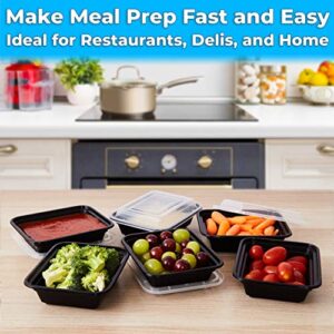 Pro Grade, BPA Free Plastic Containers with Lids, 100ct. 12oz, Leakproof, Microwavable Portion Container for To-Go Orders, Food Prep and Storage. Reusable Bento Boxes for Restaurant, Cafe and Catering