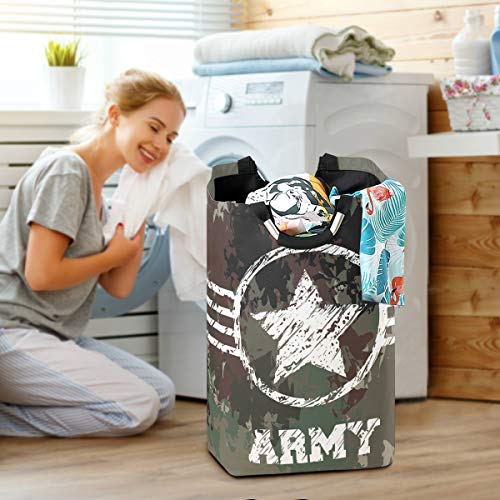 DOMIKING Military Camouflage Army Laundry Hamper 12.6x11x22.7Inch Collapsible Organizer Basket Clothes Laundry Basket Storage Organizer for Toy Collection