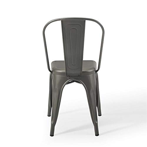 Modway Promenade Industrial Modern Steel Metal Bistro Dining Chairs in Gunmetal-Set of 2