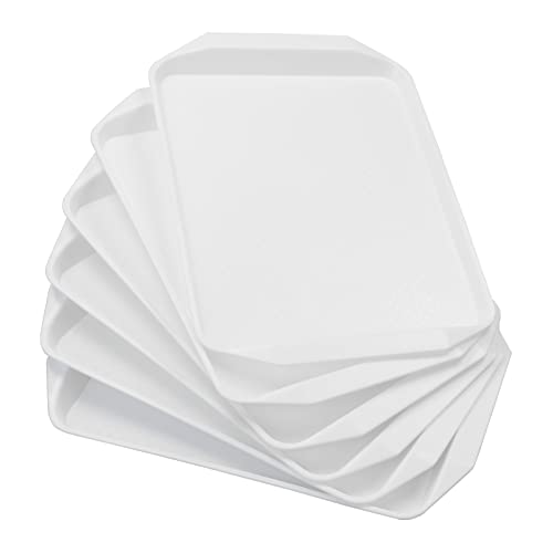 CadineUS 6-Pack Plastic Rectangular Serving Trays, Fast Food Serving Tray