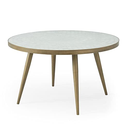 Bassett Mirror Company Kemira Marble Round Cocktail Table in White