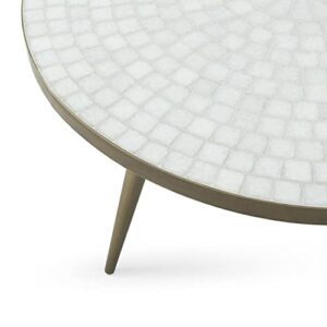 Bassett Mirror Company Kemira Marble Round Cocktail Table in White