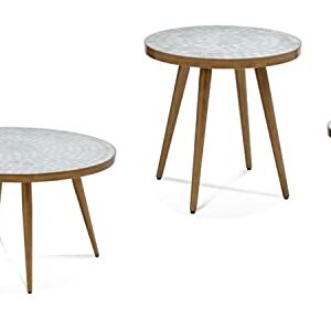 Bassett Mirror Company Kemira Marble Round Cocktail Table in White