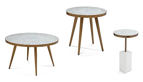 Bassett Mirror Company Kemira Marble Round Cocktail Table in White