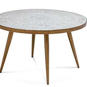 Bassett Mirror Company Kemira Marble Round Cocktail Table in White