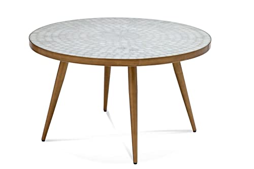 Bassett Mirror Company Kemira Marble Round Cocktail Table in White