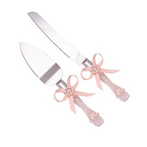 yanstar wedding cake knife and server set for wedding, birthday, engagement, anniversary, valentines day, anniversary decorations