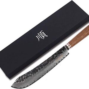 YOUSUNLONG Breaking Knives 10 inch Pro Bull Nose Butcher Knife Japanese Hammered Damascus Steel Natural Walnut Wooden Handle