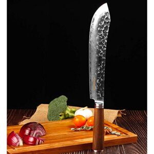 YOUSUNLONG Breaking Knives 10 inch Pro Bull Nose Butcher Knife Japanese Hammered Damascus Steel Natural Walnut Wooden Handle