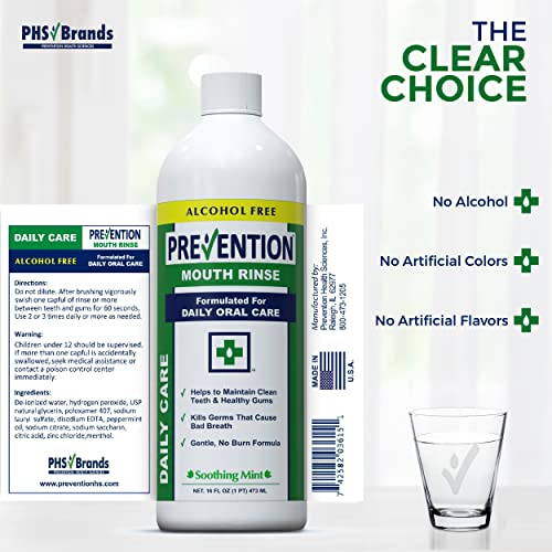 Prevention Daily Care Alcohol Free Mouthwash – No Alcohol, Burn Free, Hydrogen Peroxide Mouthwash Formula – Zero Alcohol Mouthwash for Kids & Adults – Value Pack of 2