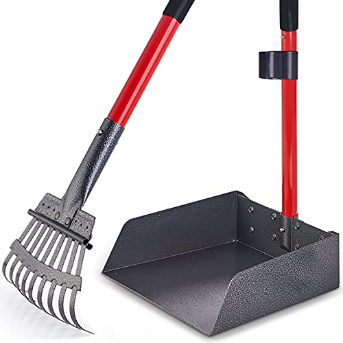 Pawler Dog Pooper Scooper for Large Dogs, Small & Medium Dogs - Heavy-Duty, Metal and Aluminum Poop Scoop Set with Rake and Tray - Dog Poop Scooper for Yard, Grass, Dirt or Gravel - Pet Supplies