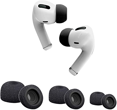 CANOPUS Memory Foam Replacement Earbud Tips, Compatible with AirPods Pro to Avoid Falling Off, 3 Pairs (Small, Medium, Large), Black