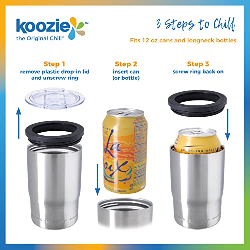 KOOZIE Stainless Steel Triple 3-in-1 Can Cooler, Bottle or Tumbler with Lid for 12 oz Standard Cans | Double Wall Vacuum Insulated for Hot and Cold Drinks (Mint)