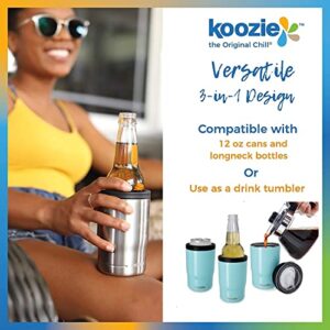 KOOZIE Stainless Steel Triple 3-in-1 Can Cooler, Bottle or Tumbler with Lid for 12 oz Standard Cans | Double Wall Vacuum Insulated for Hot and Cold Drinks (Mint)