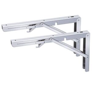 folding shelf brackets,max load 440lb folding shelf hinge wall mounted, heavy duty 304 stainless steel collapsible shelf bracket,space saving diy bracket for table work bench (12 inch)