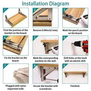 Folding Shelf Brackets,Max Load 440lb Folding Shelf Hinge Wall Mounted, Heavy Duty 304 Stainless Steel Collapsible Shelf Bracket,Space Saving DIY Bracket for Table Work Bench (12 Inch)