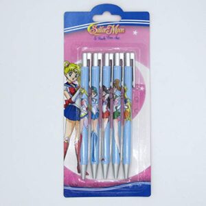 sailor moon pen set featuring sailor mercury, mars, jupiter, venus and sailor moon set of five