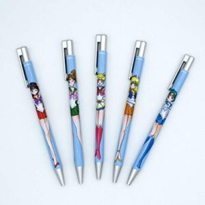 Sailor Moon Pen Set Featuring Sailor Mercury, Mars, Jupiter, Venus and Sailor Moon Set of Five